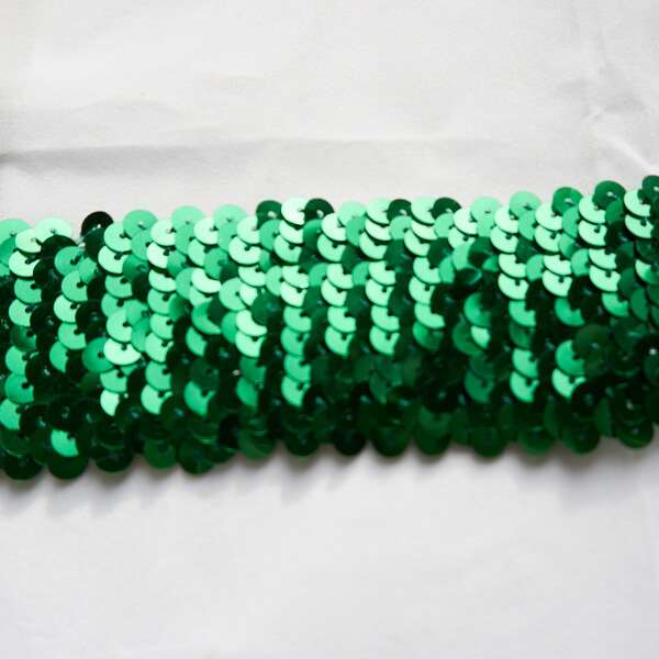 S100 Green Stretch Sequin Trim 5 Row | Your Design performance wear fabrics